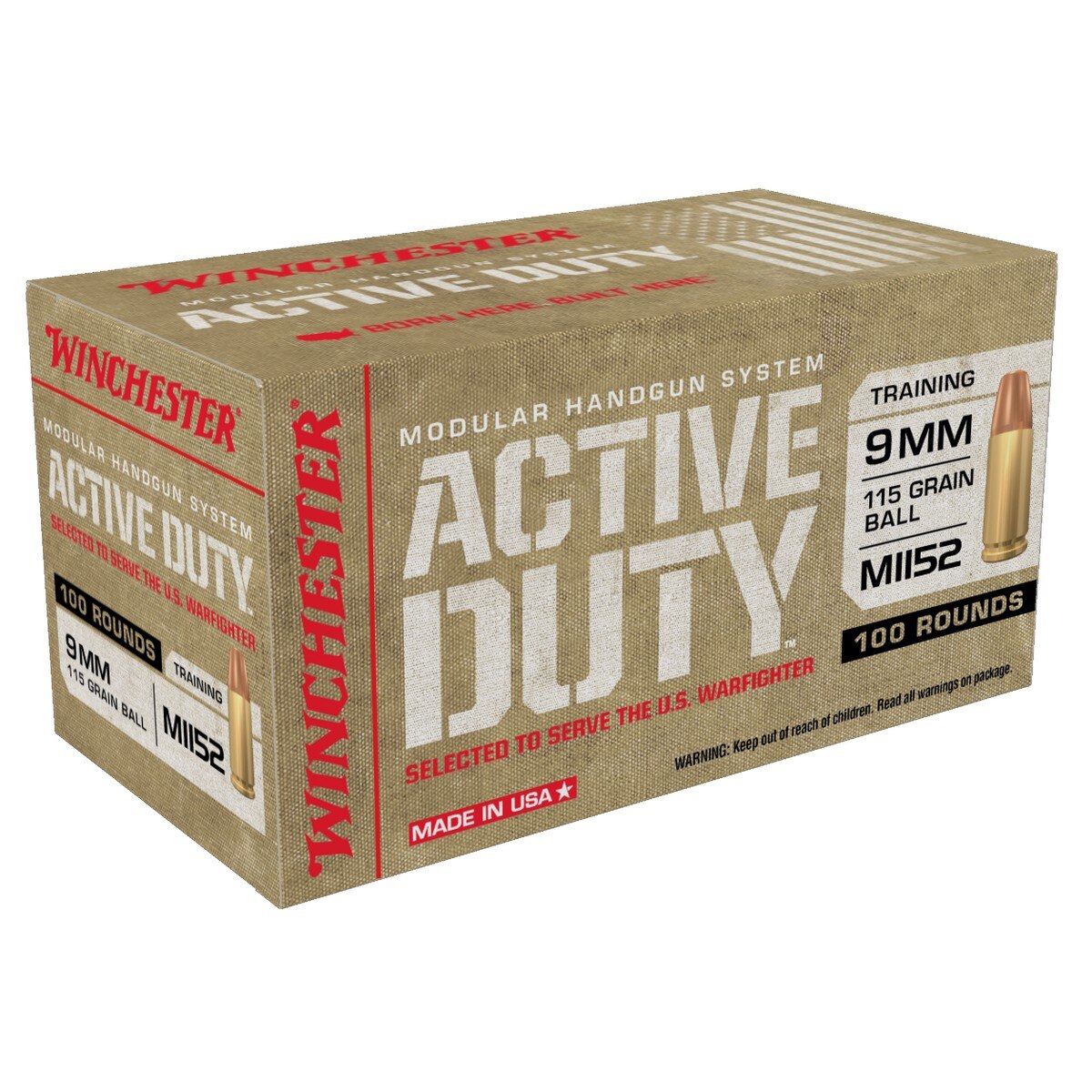 Winchester Active Duty 9mm 115 Gr FMJFN 100 Rd | Mack's Prairie Wings